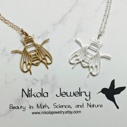 Gold Fly Necklace Tiny Fly Charm Insect Jewelry Insect | Etsy