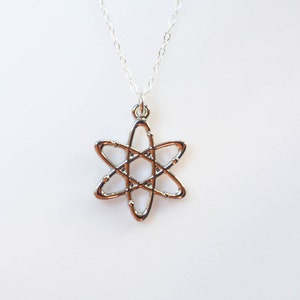 Silver Atom Necklace: Science Geek Gift, Choice of Chain - Etsy