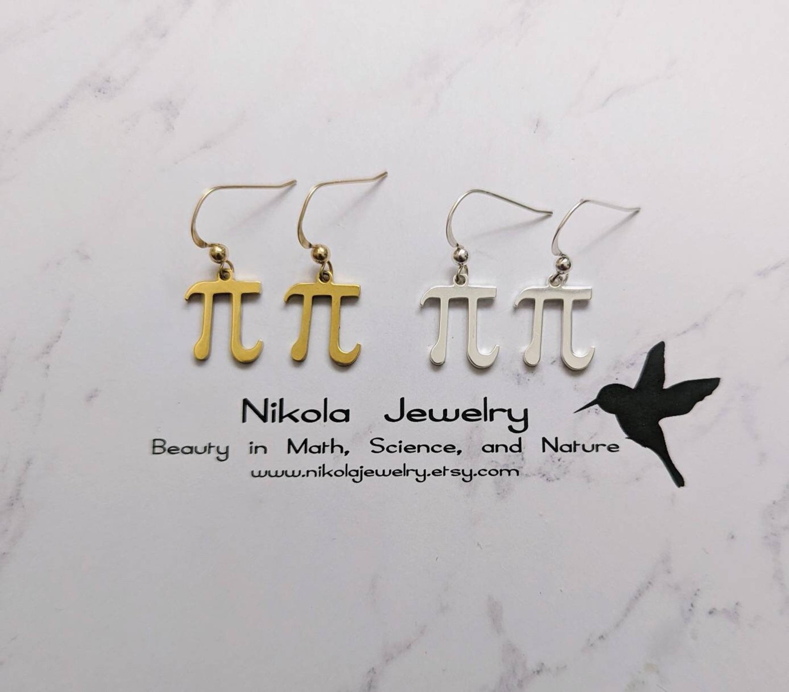 Pi Symbol Earrings: Gold or Silver Math Jewelry - Etsy