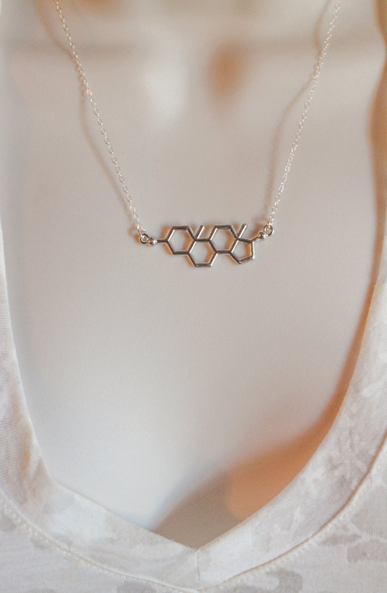 Silver Testosterone Molecule Necklace: Science Geek Jewelry - Etsy