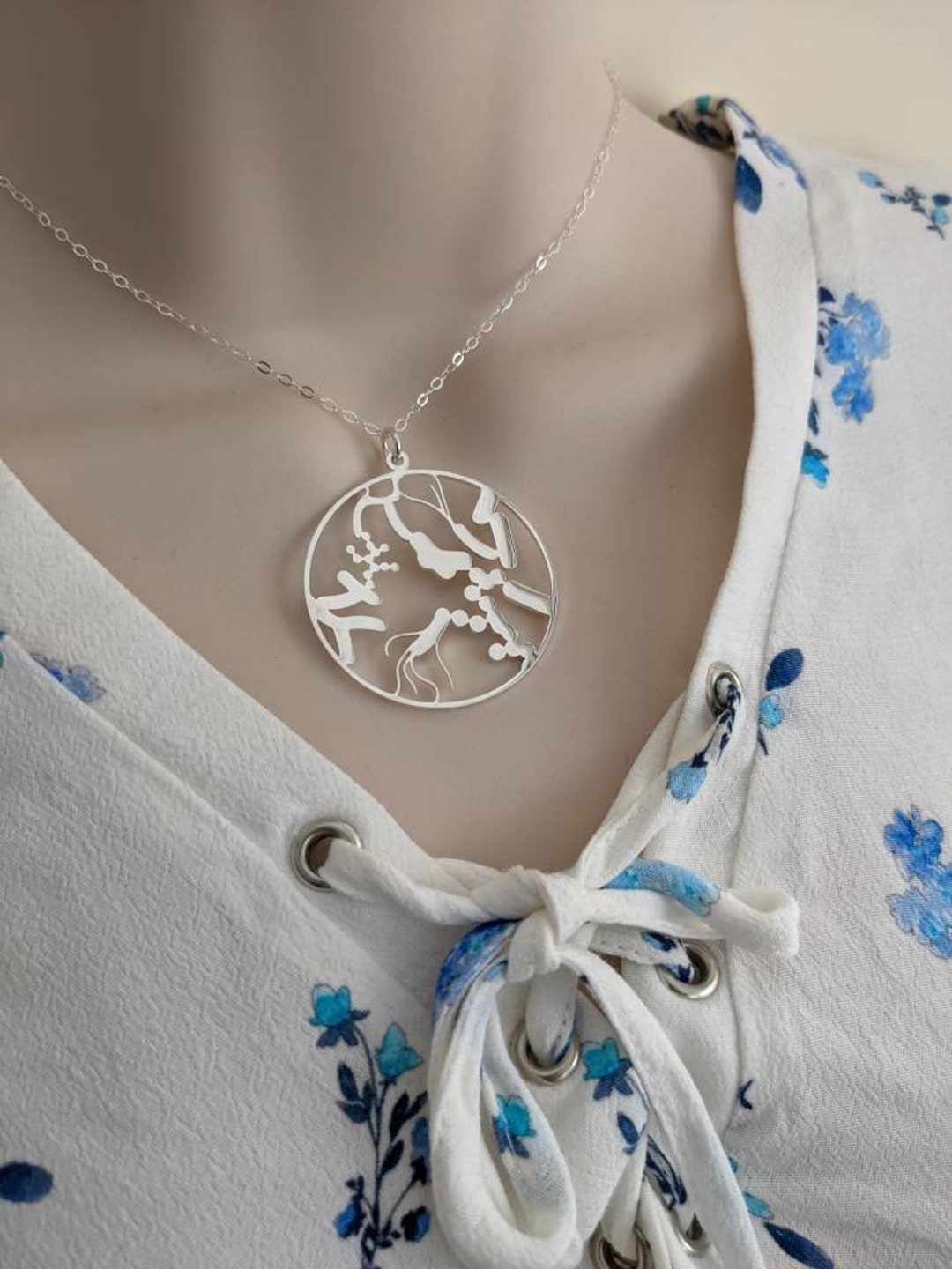 Microbiome Necklace in Gold or Silver, Bacteria Necklace, Gut Pendant ...