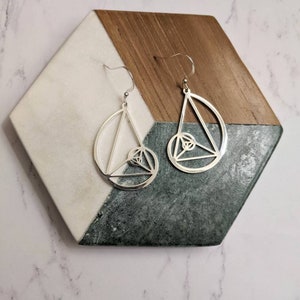 Fibonacci Golden Spiral Silver or Gold Earrings, Math Jewelry, Wearable ...