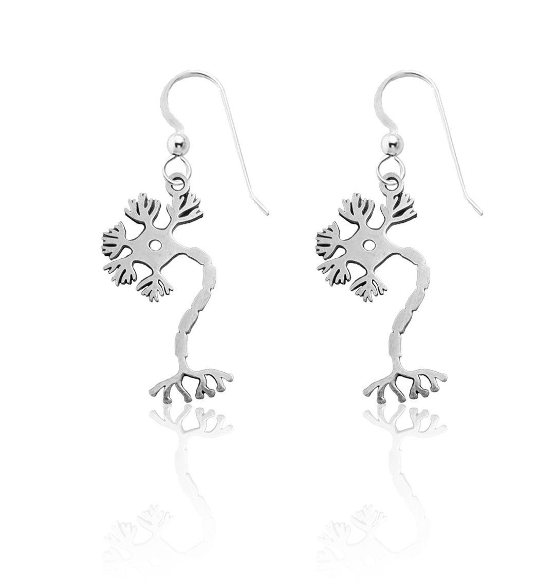 Neuron Earrings: Sterling Silver Science Jewelry, Biology Gift - Etsy