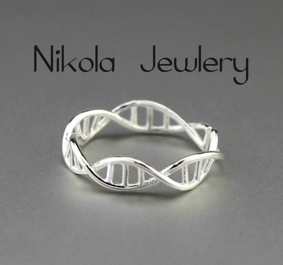 DNA 925 Sterling Silver Ring Adjustable DNA Ring Geek | Etsy