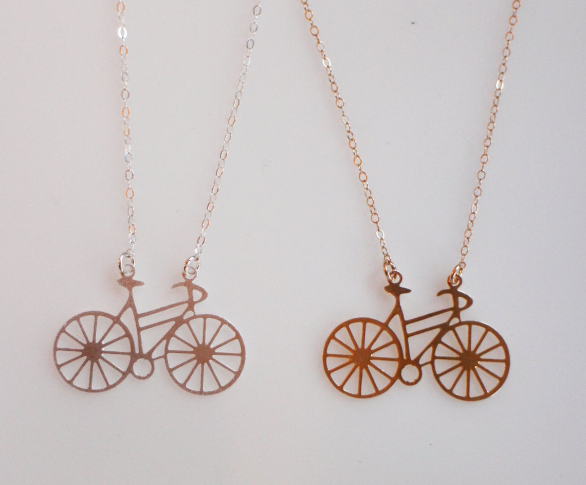 Silver or Gold Bicycle Necklace Sport Jewelry Bike Necklace - Etsy