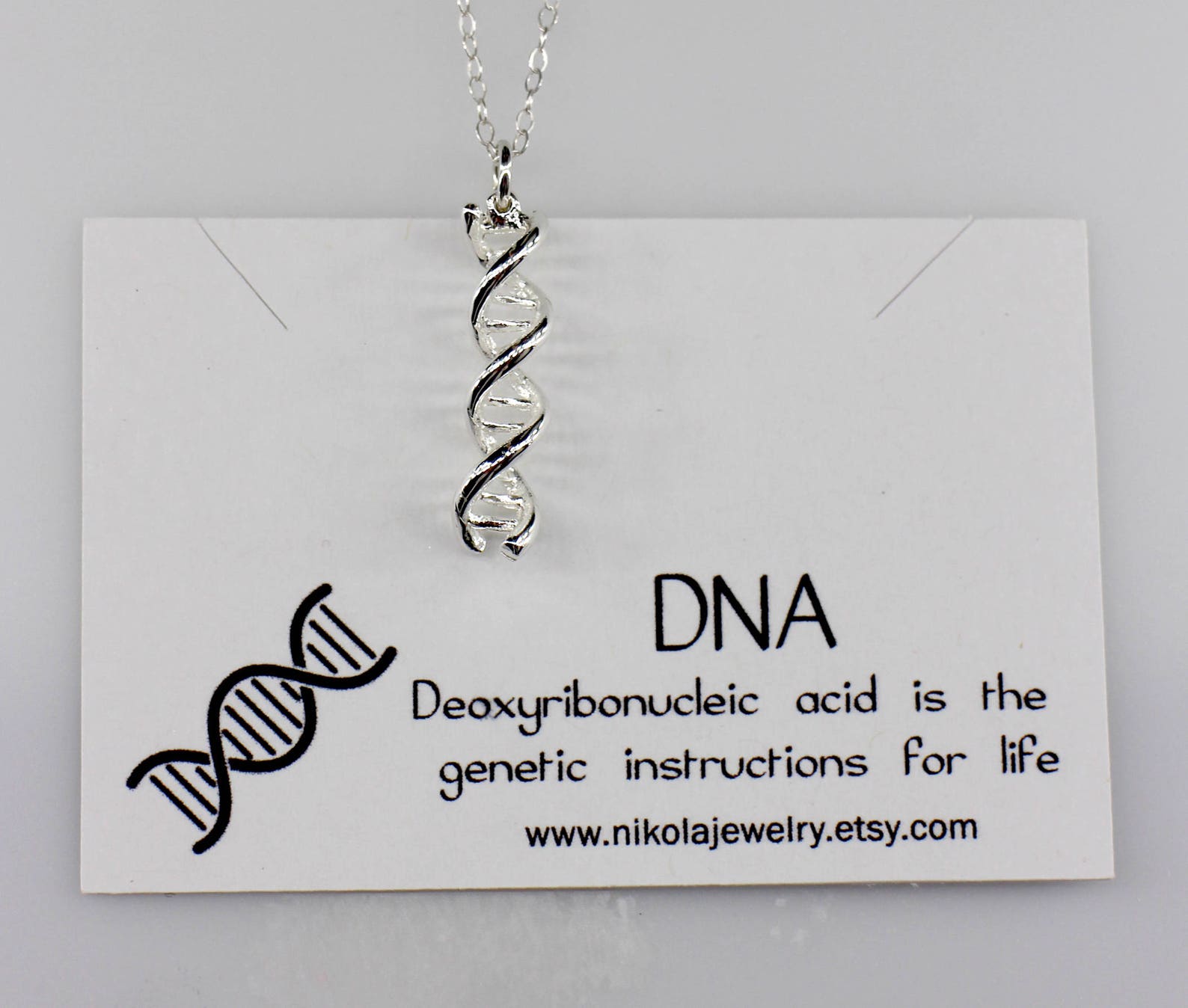 Silver or Gold DNA Necklace or Bracelet Science Jewelry 3D - Etsy