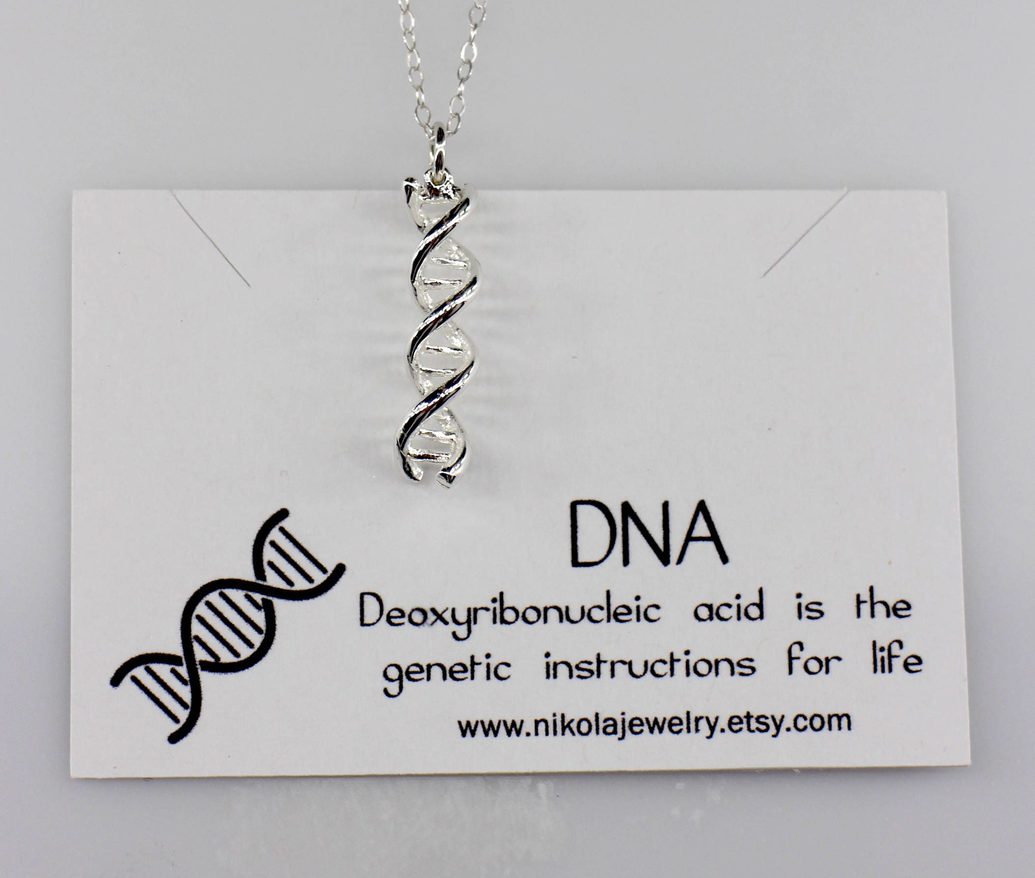 Silver or Gold DNA Necklace or Bracelet Science Jewelry 3D - Etsy UK
