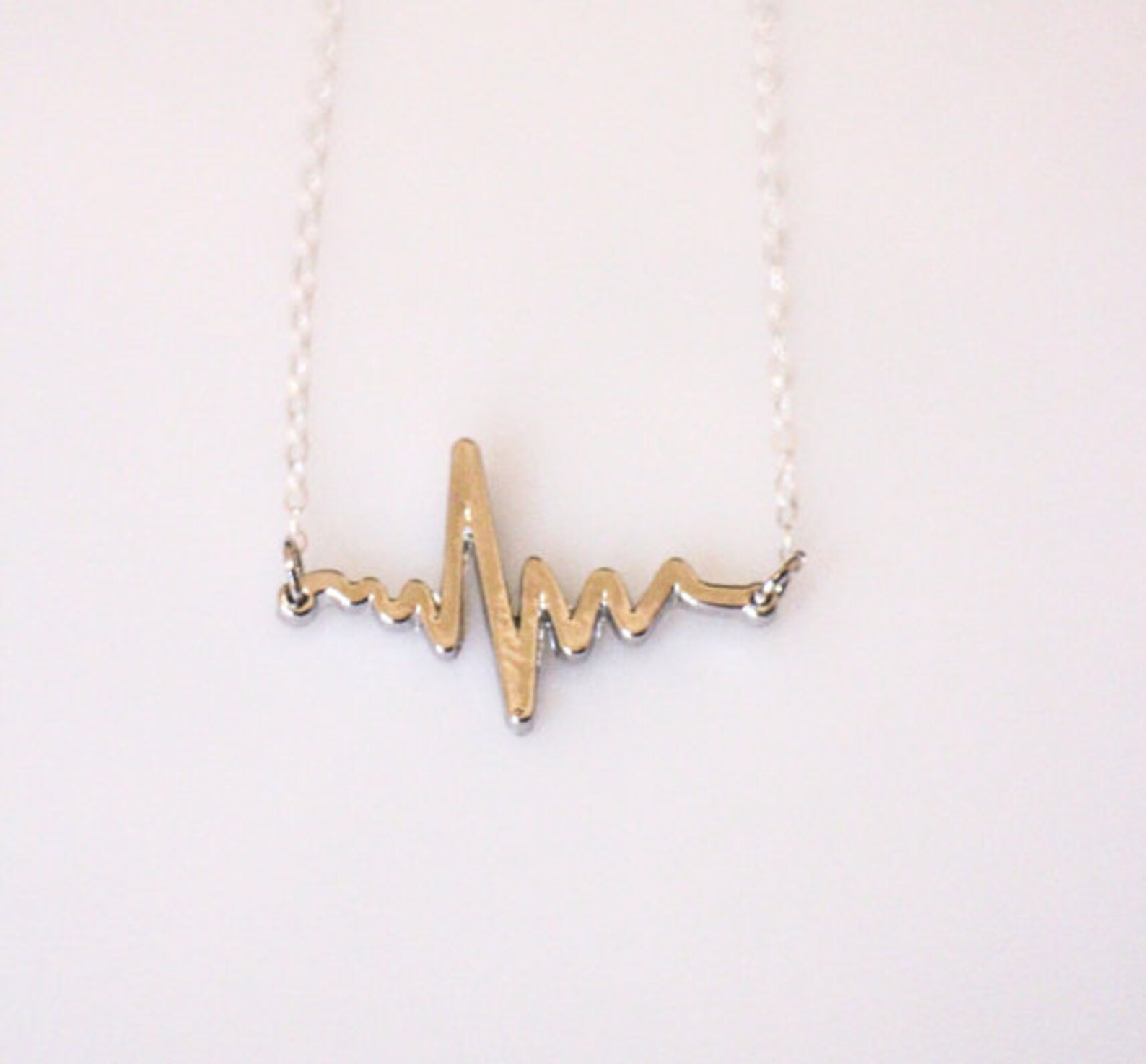 Heartbeat EKG Silver or Gold Necklace Heart Beat Necklace - Etsy