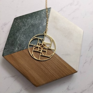 Fibonacci Golden Spiral Silver or Gold Necklace, Math Jewelry, Wearable ...
