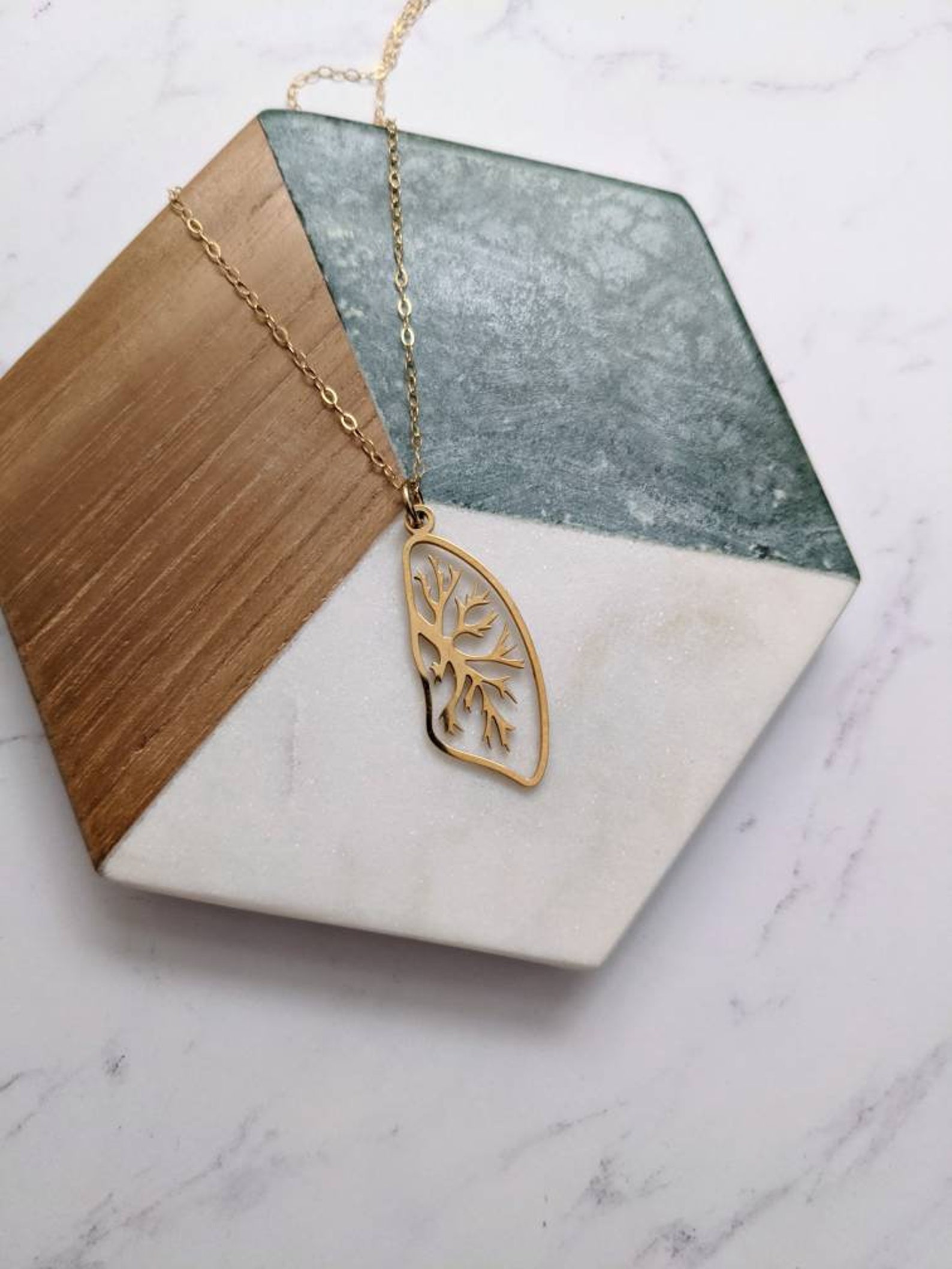 Lung Necklace in Gold or Silver Cancer Survivor Pulmonary | Etsy