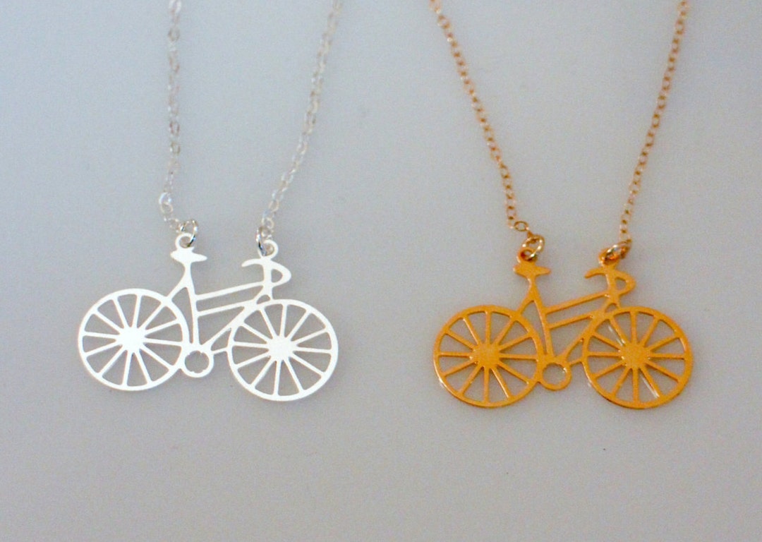 Silver or Gold Bicycle Necklace, Sport Jewelry, Bike Necklace, Cycle ...