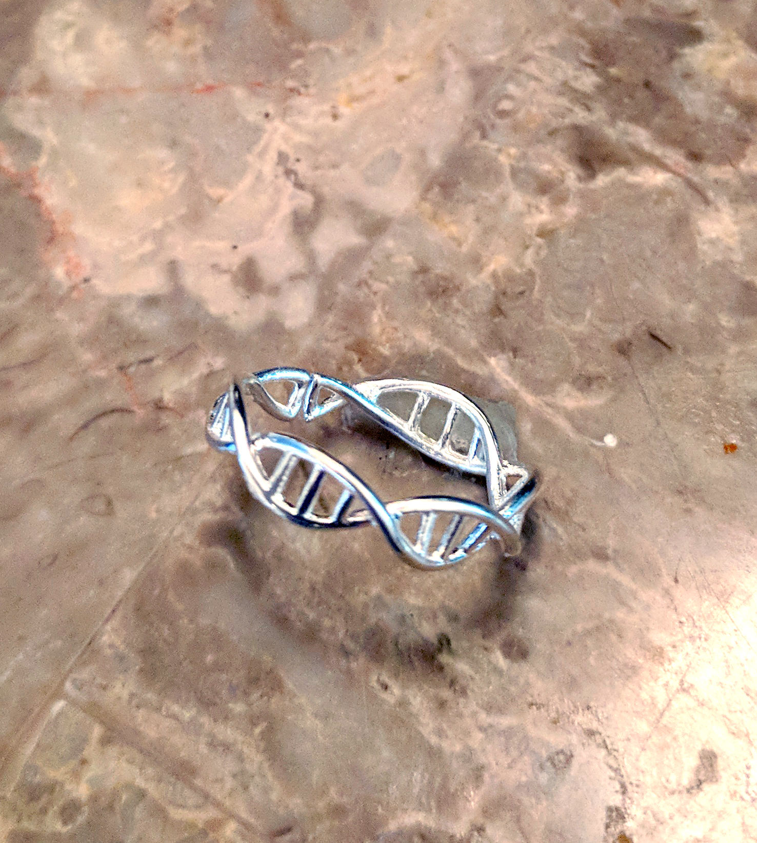 DNA 925 Sterling Silver Ring Adjustable DNA Ring Geek | Etsy