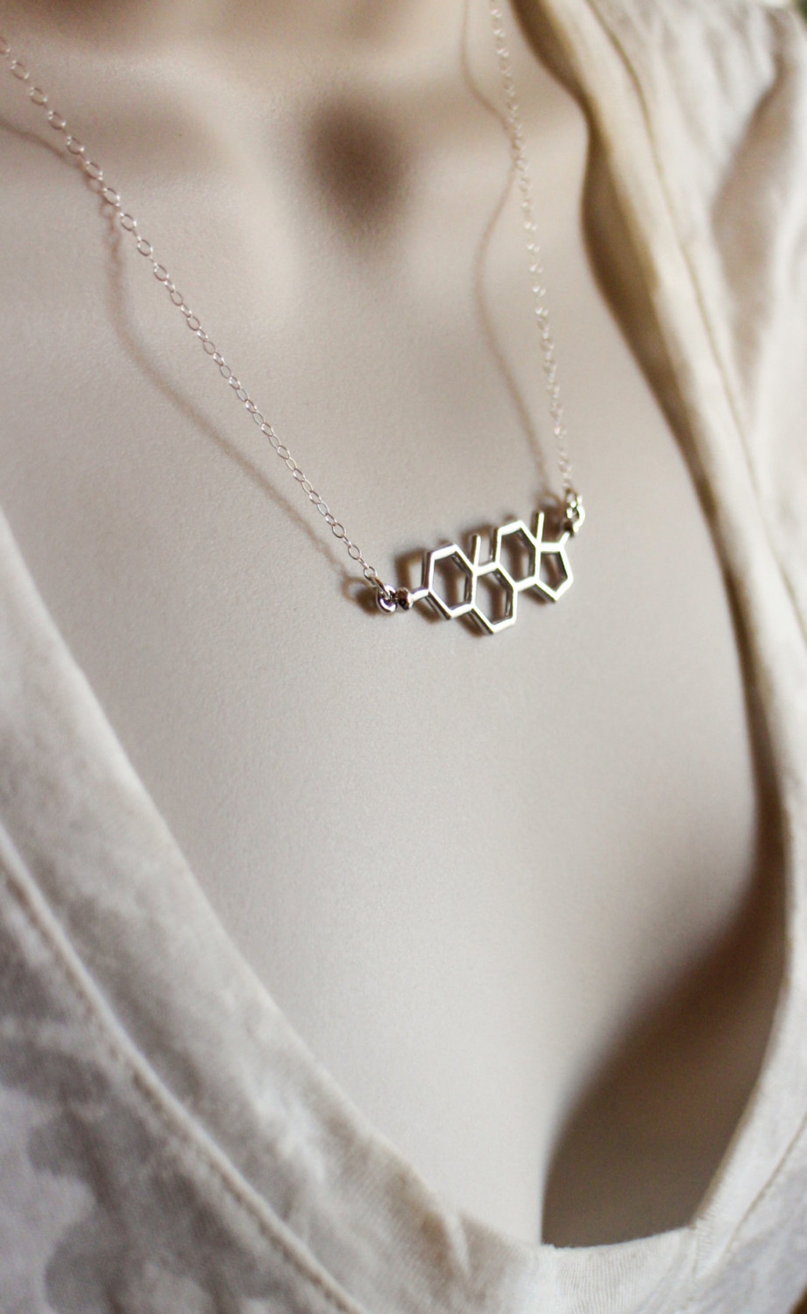 Silver Testosterone Molecule Necklace: Science Geek Jewelry - Etsy