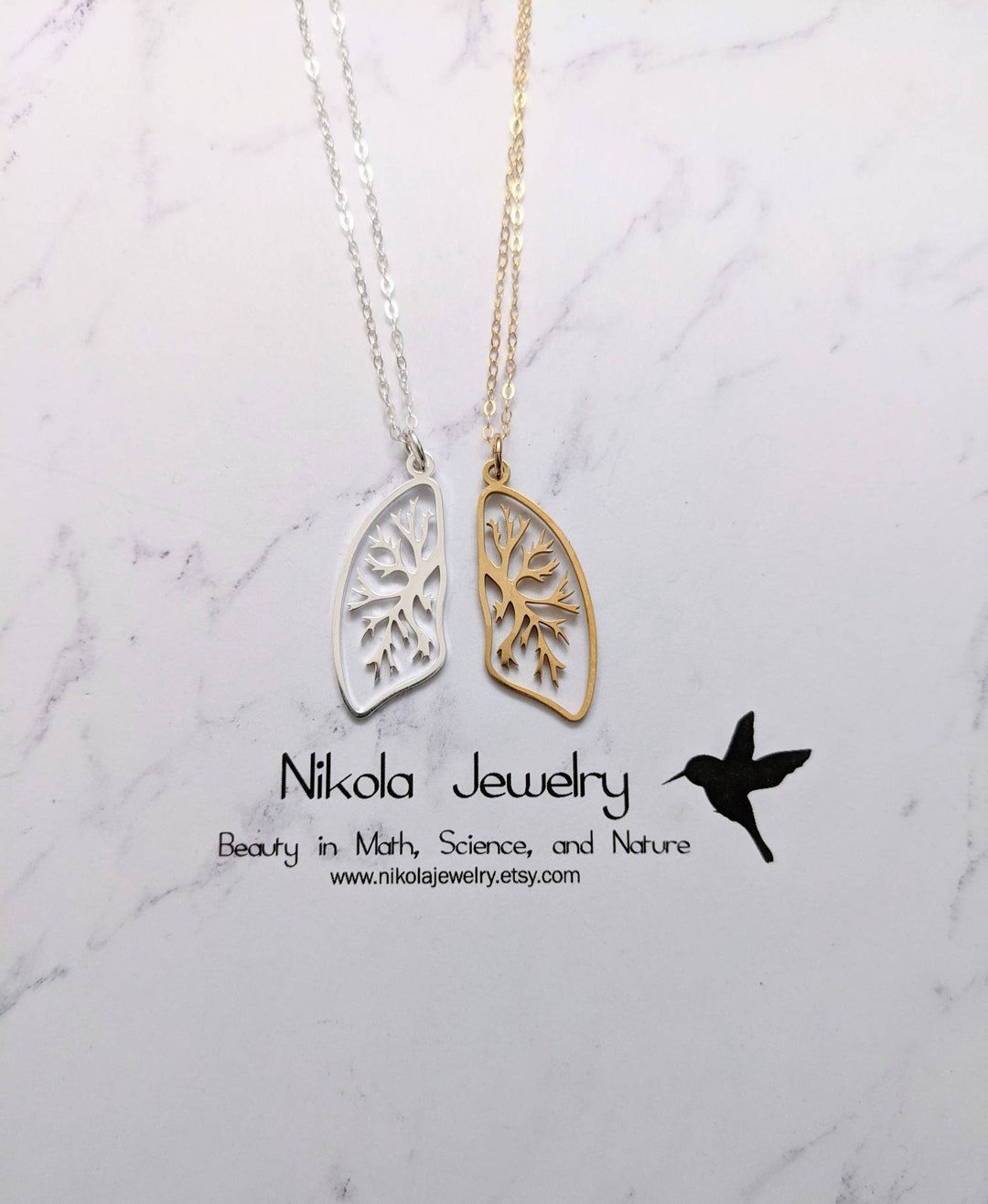 Lung Necklace in Gold or Silver, Cancer Survivor, Pulmonary Fibrosis ...