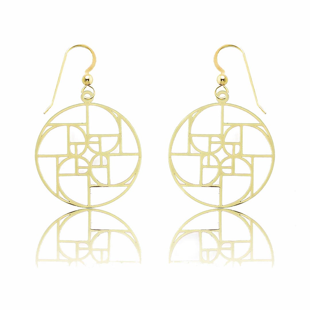 Fibonacci Golden Spiral Silver or Gold Earrings, Math Jewelry, Wearable ...