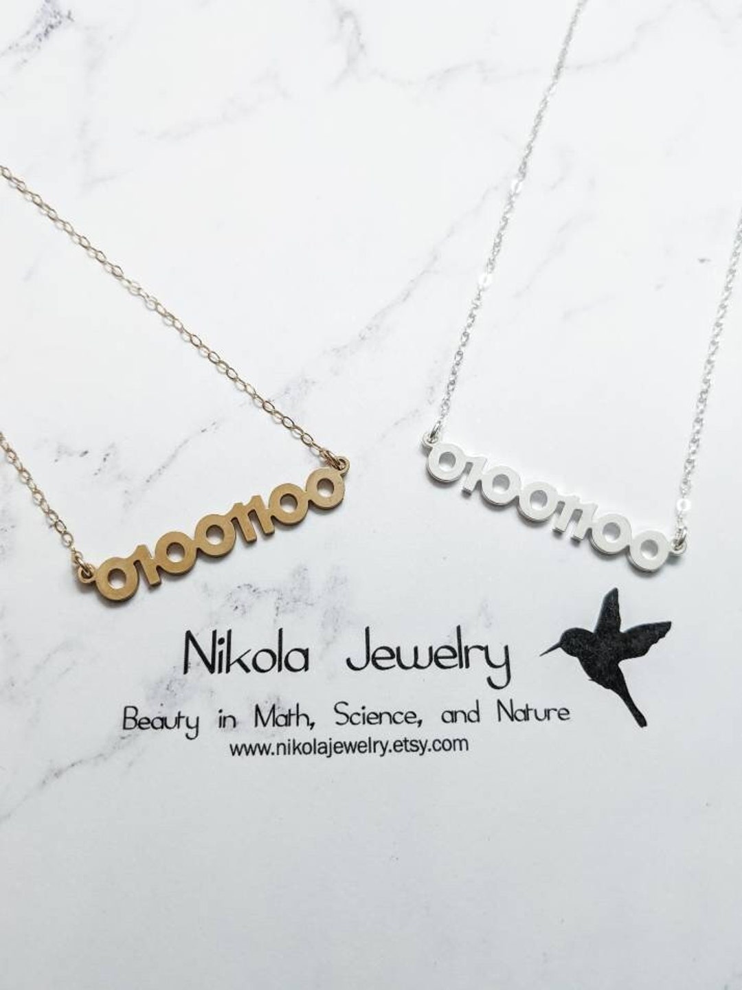 Binary Code Silver or Gold Necklace, Binary Code Geek Jewelry Gift ...