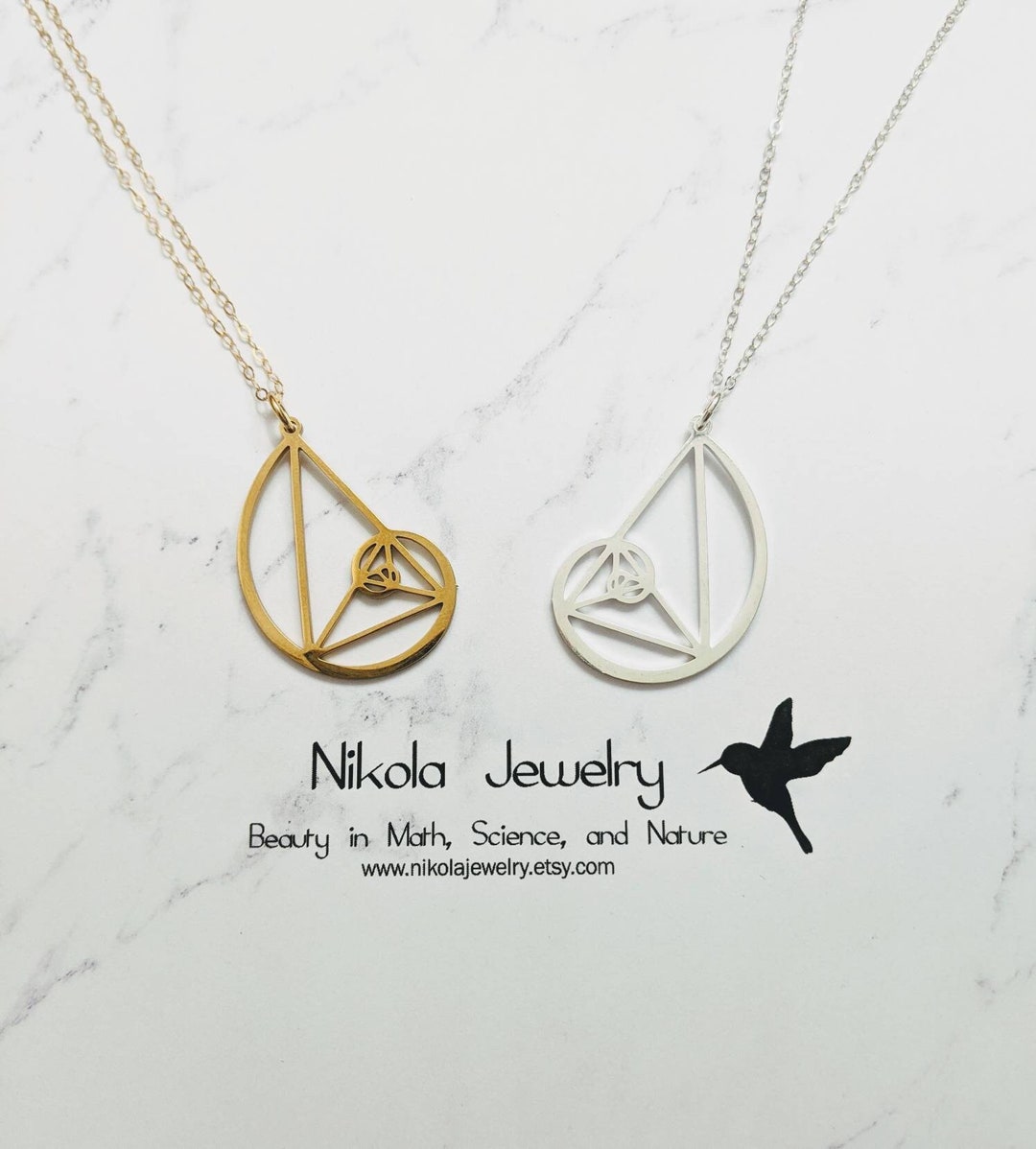 Fibonacci Golden Spiral Silver or Gold Necklace, Math Jewelry, Wearable ...