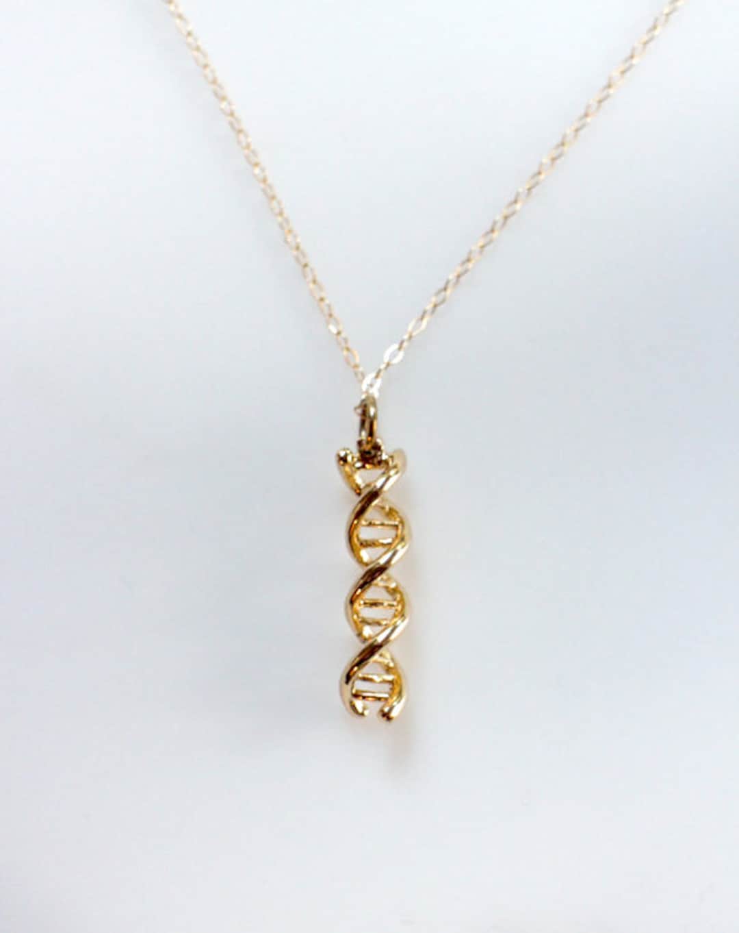 Gold DNA Necklace, Gold Science Jewelry, 3D DNA Double Helix, Dangle ...