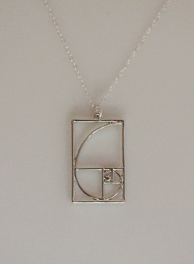 Fibonacci Golden Spiral Silver or Gold Necklace Math Jewelry - Etsy