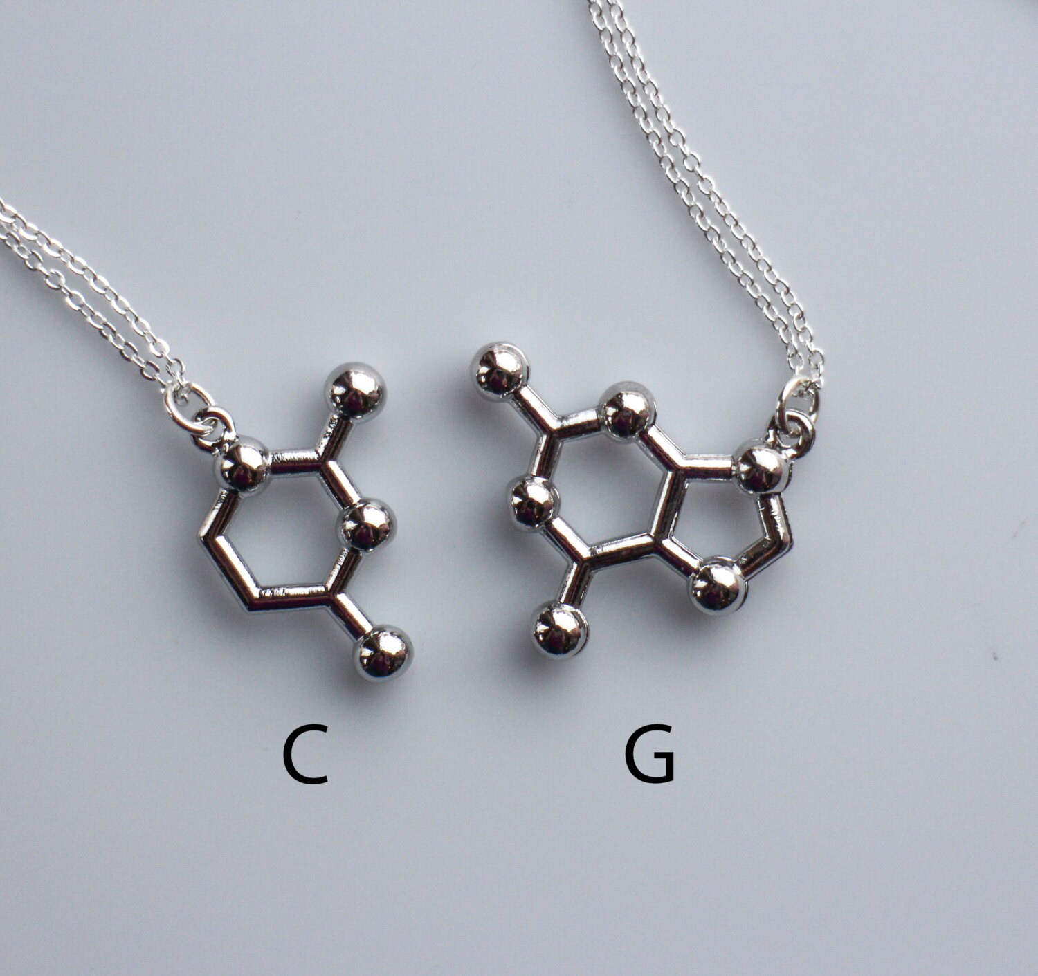 DNA Base Pair Molecule Necklace Friendship Necklace Pair | Etsy