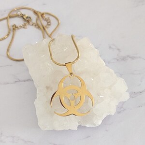 Biohazard Necklace in Silver or Gold, Biohazard Jewelry, Biology Gifts ...