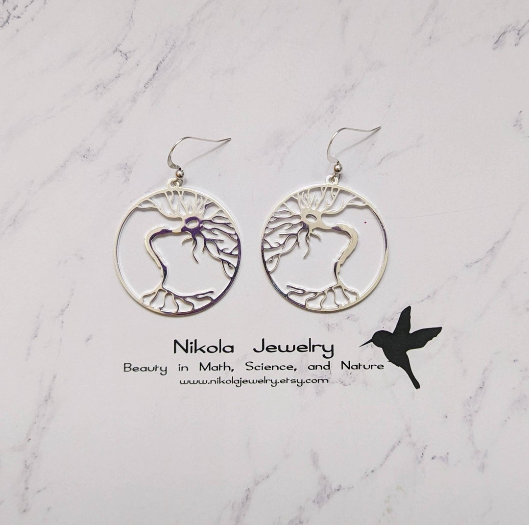 Neuron Earrings: Sterling Silver Science Jewelry, Biology Gift - Etsy