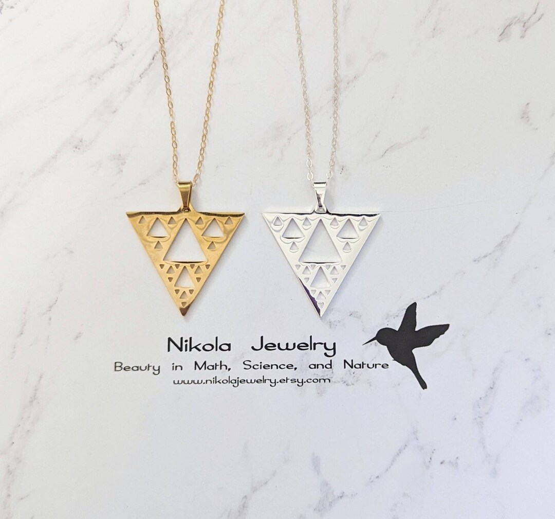 Sierpinski Triangle Necklace in Gold or Silver, Math Necklace, Fractal ...