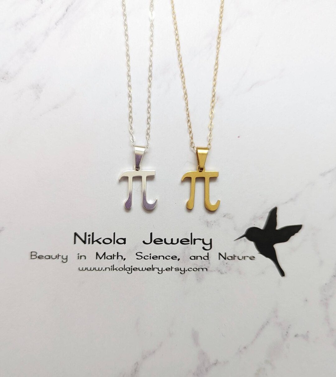 Small Pi Necklace in Silver or Gold, Math Jewelry, Silver Pi Pendant ...