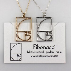 Fibonacci Golden Spiral Silver or Gold Necklace, Math Jewelry, Wearable ...