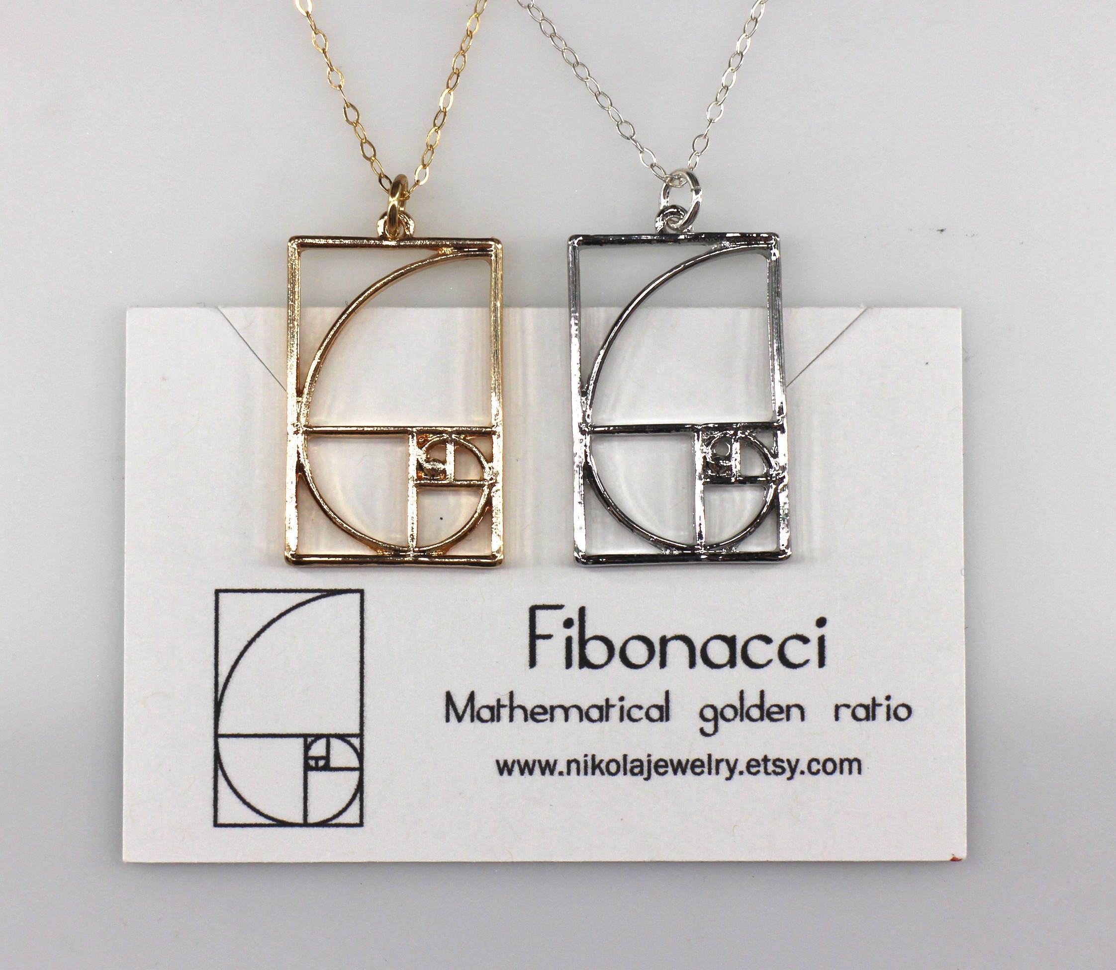 Golden Spiral Necklace: Fibonacci Sequence, Math Jewelry - Etsy