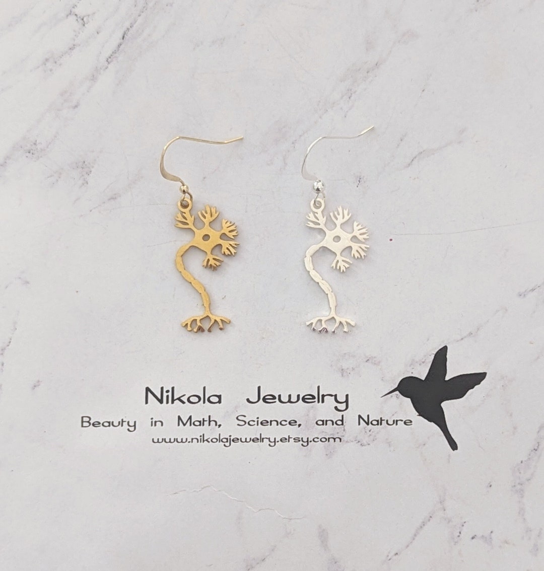 Neuron Earrings: Sterling Silver Science Jewelry, Biology Gift - Etsy