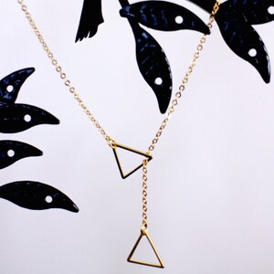 Gold Rose Gold or Silver Double Triangle Necklace Triangle - Etsy
