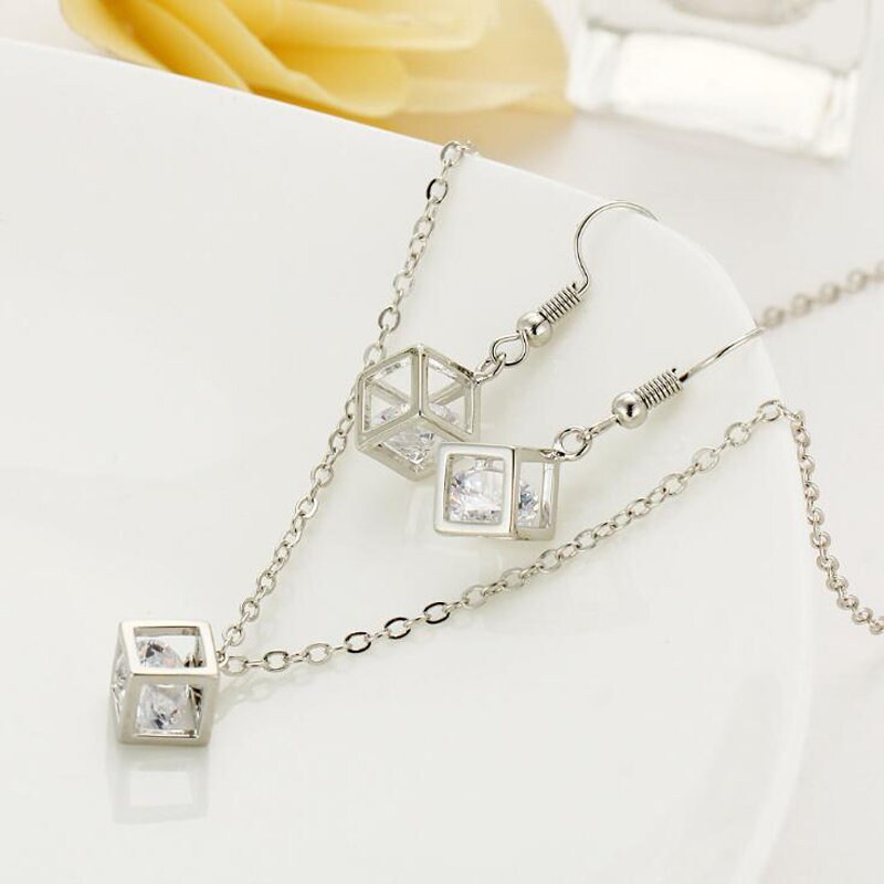 Sterling Silver Cube Rhinestone Earrings: Geometric Dainty Jewelry - Etsy