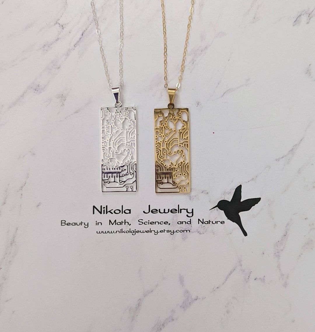 Circuit Necklace in Gold or Silver, Computer Geek Necklace, Graph ...