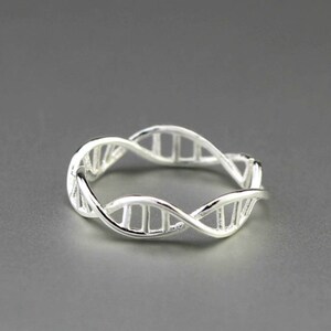 DNA 925 Sterling Silver Ring, Adjustable DNA Ring, Geek Jewelry ...