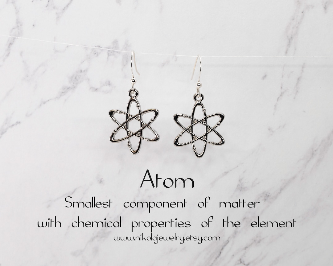 Silver Atom Earrings, Science Earrings, Black Cord Earrings, Atom Gift ...