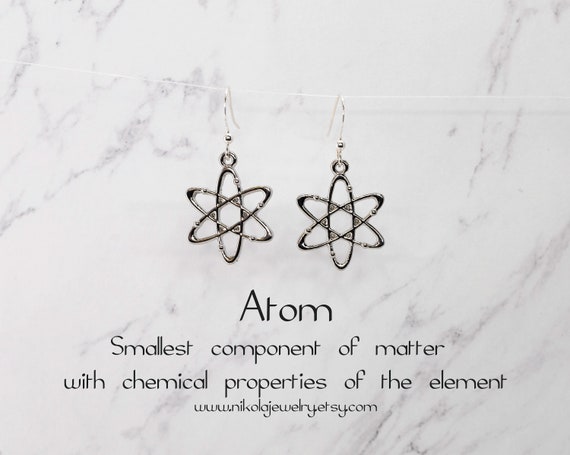 Silver Atom Earrings Science Earrings Black Cord Earrings | Etsy