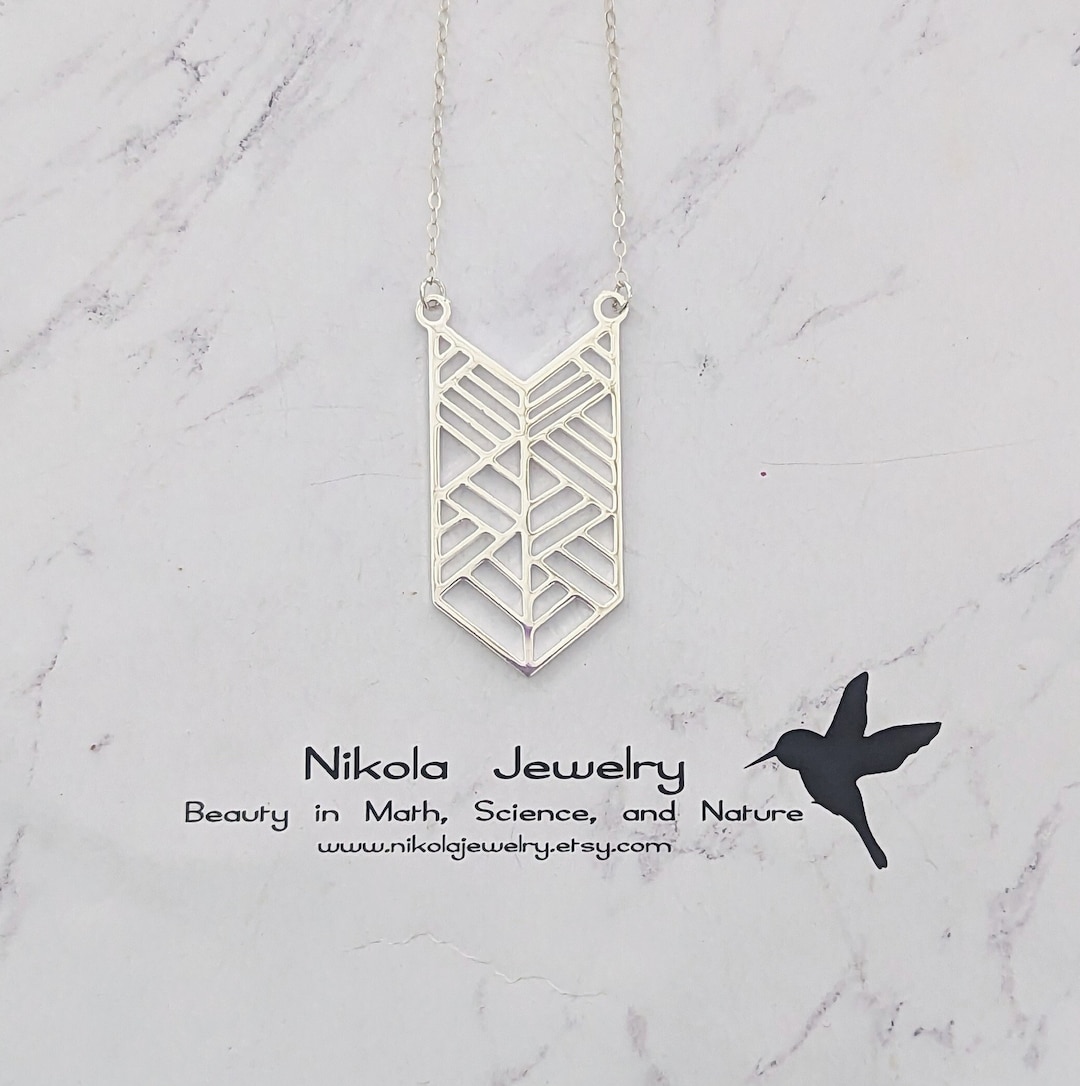 Chevron Necklace: Geometric Gold Plated Brass Pendant - Etsy