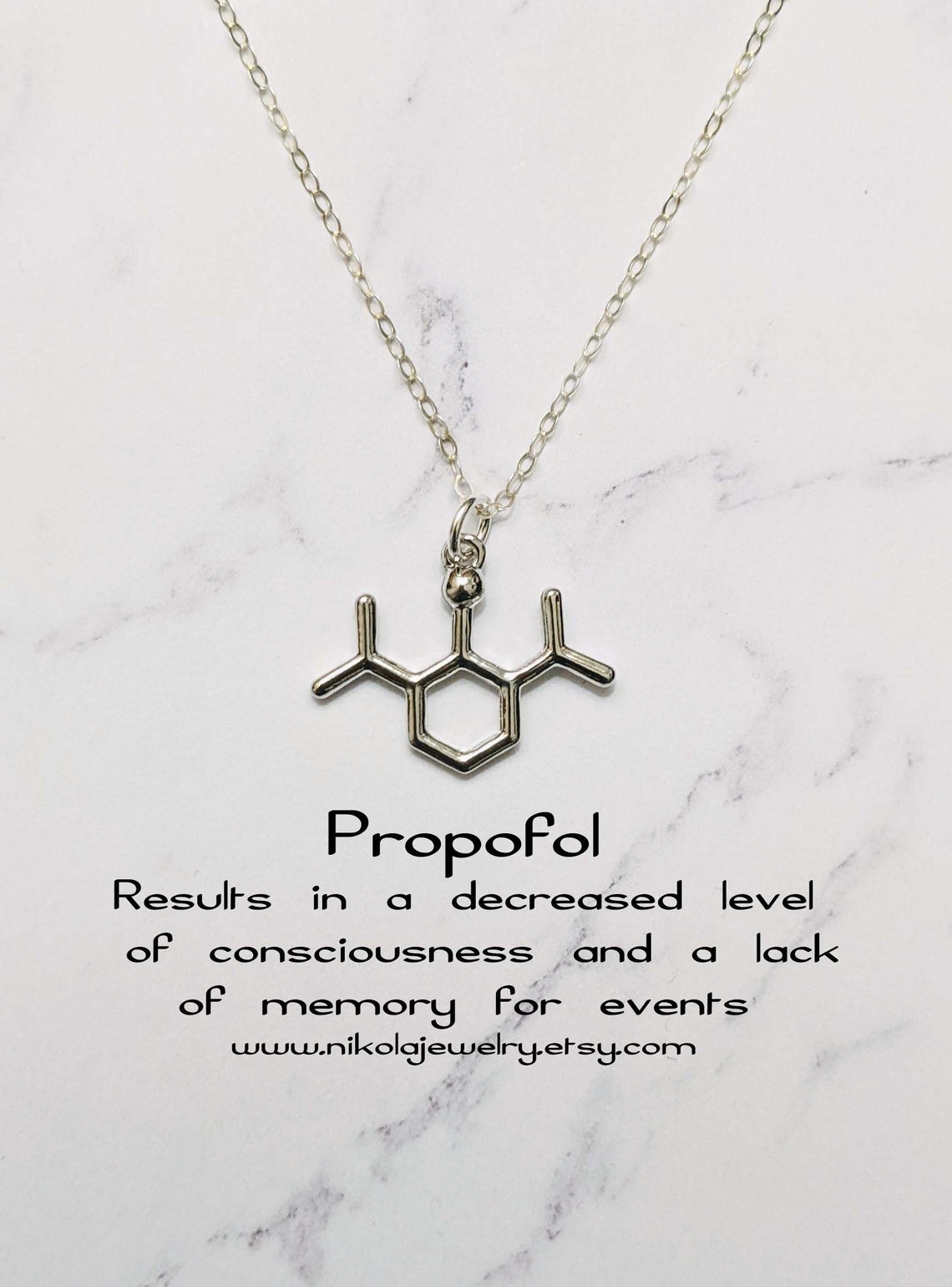 Propofol Molecule Necklace: Silver Science Jewelry - Etsy