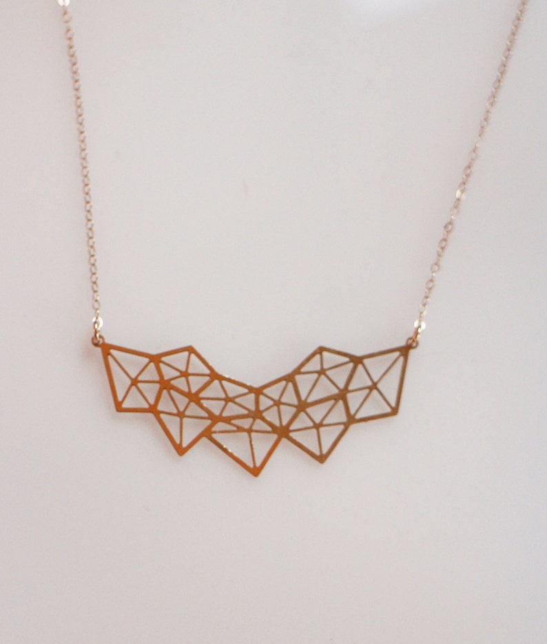 Geometric Diamond Gold or Silver Necklace Gold Statement - Etsy