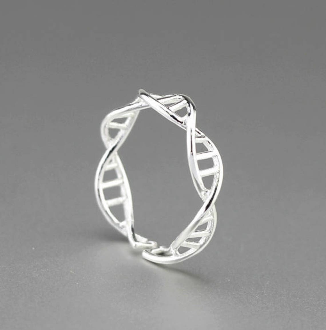 DNA 925 Sterling Silver Ring Adjustable DNA Ring Geek | Etsy