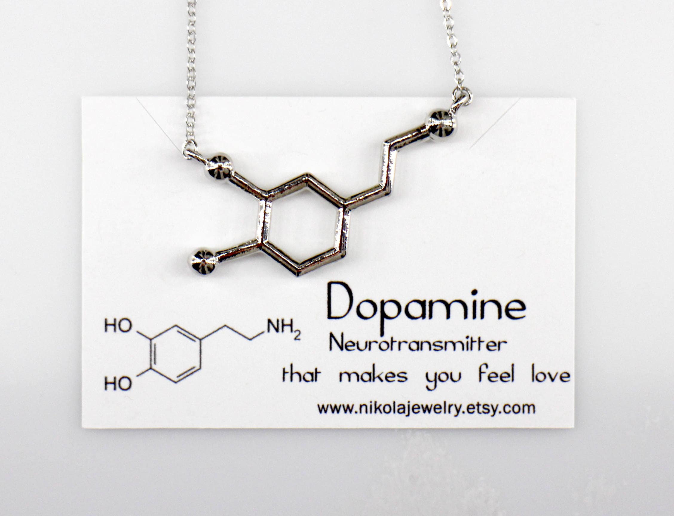 Silver Dopamine Molecule Necklace Chemistry Necklace Hormone | Etsy