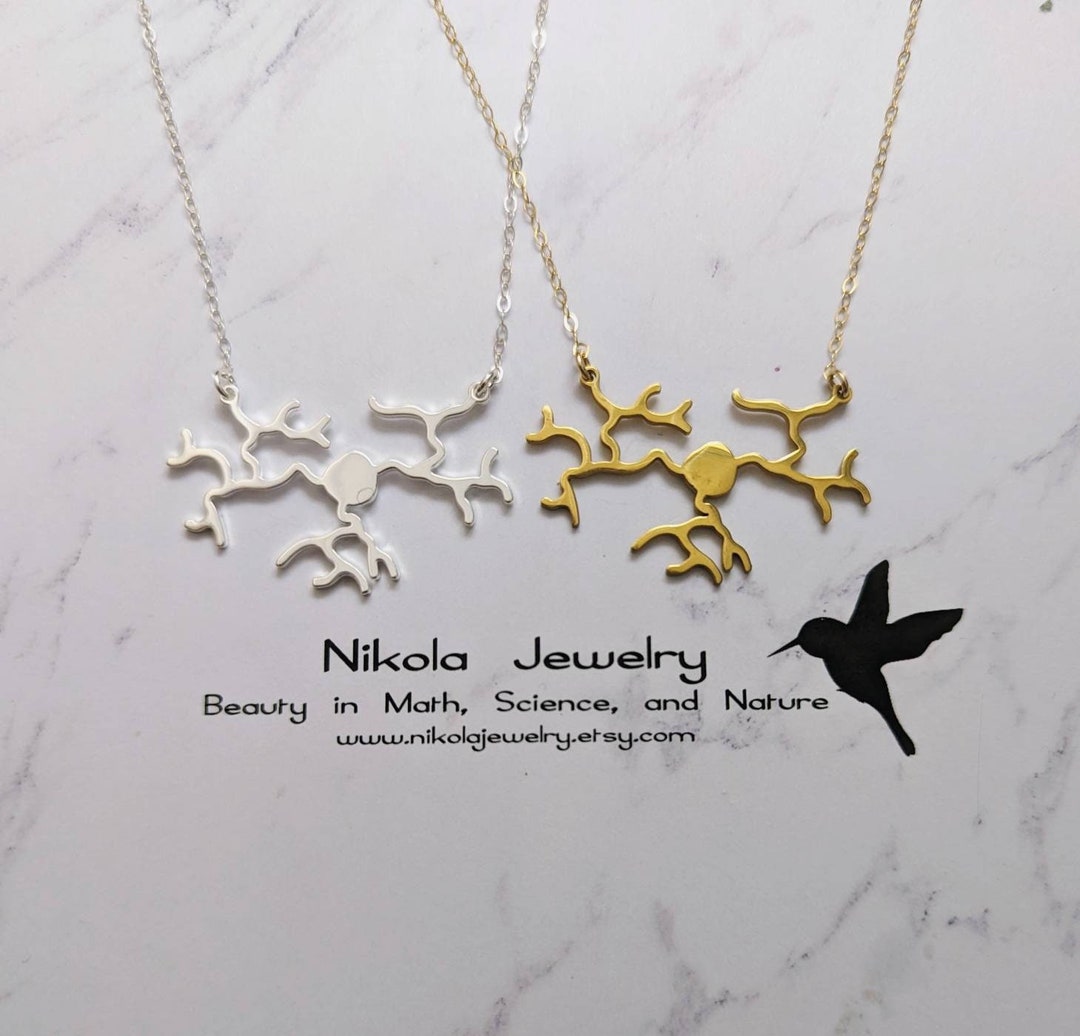 Neuron Dendrite Necklace: Sterling Silver Science Jewelry, Biology Gift ...