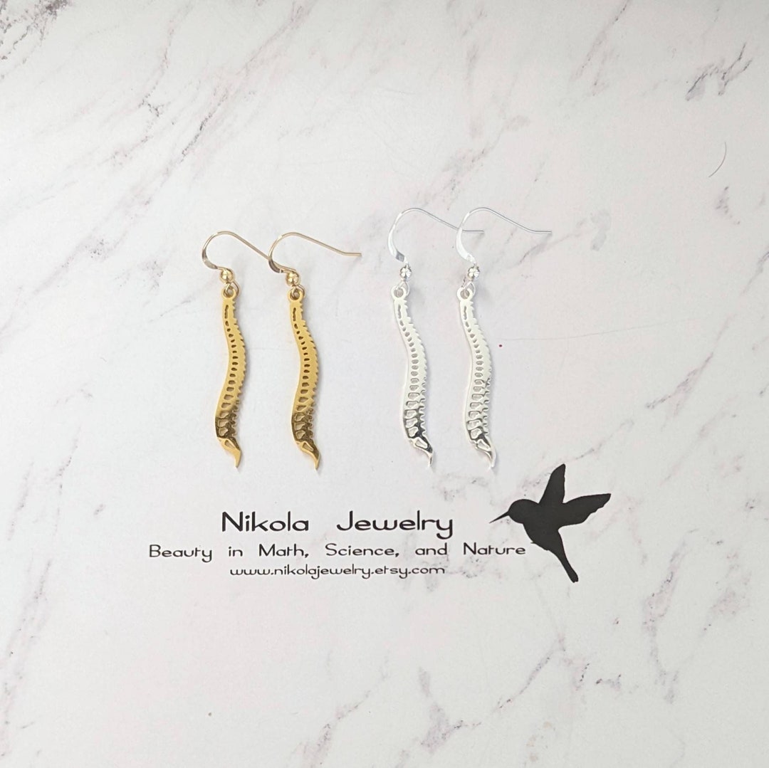 Spine Earrings in Gold or Silver, Scoliosis Disease Earrings ...