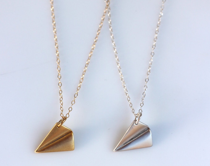 Origami Paper Plane Necklace, Aeroplane Pendant, Modern Minimalist ...