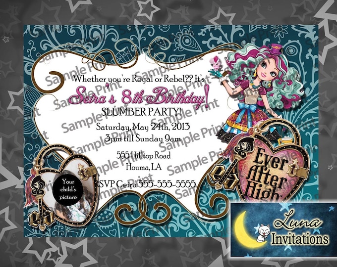 Ever After High Madeline Hatter Invitation - Etsy Canada