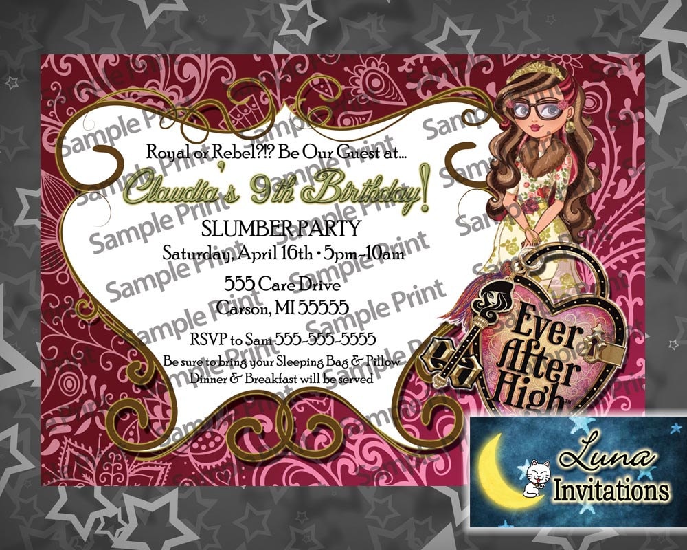 Ever After High Printable Invitations Editable Happily Ever After