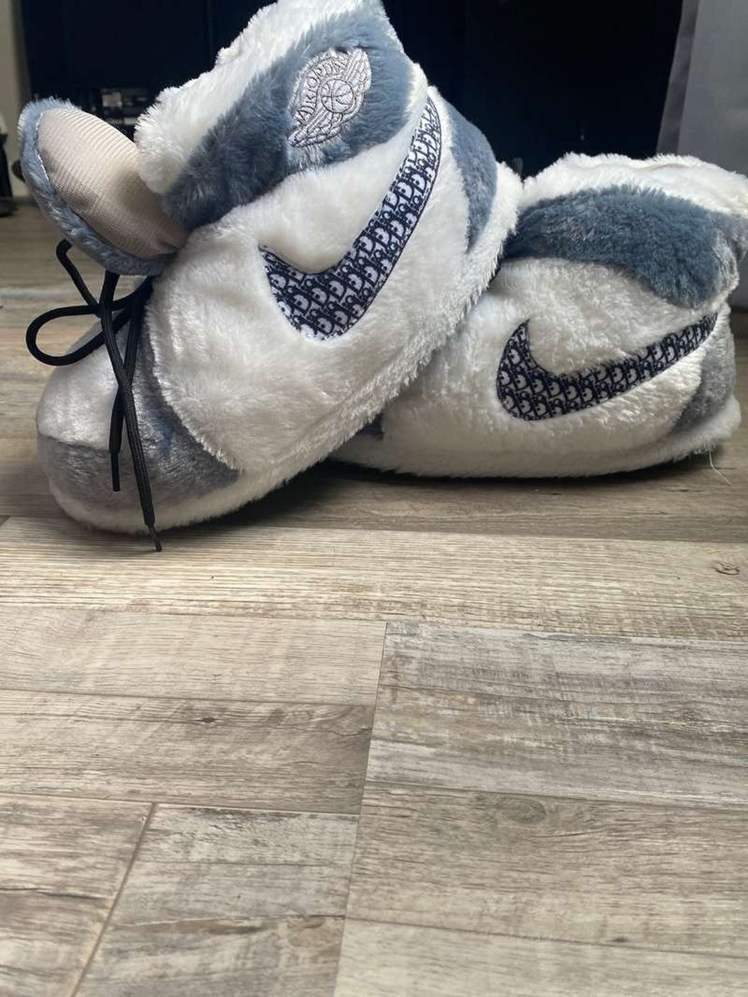 Fluffy Cozy Sneaker Slippers Black Blue Sneaker Shoes Fuzzy - Etsy UK