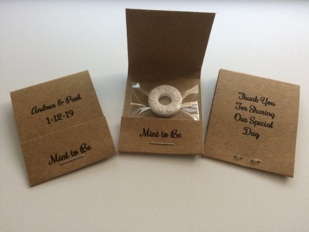 50 Personalised Mint to Be Mint Book Matchbook Style Wedding Engagement ...