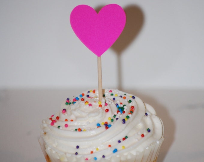 Custom Pink Heart Cupcake Toppers (multiple Pink Options) - Great for ...